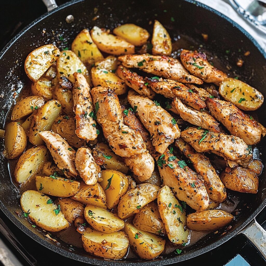 Sizzling Garlic Butter Chicken and Potatoes Skillet Recipe - Cooking ...