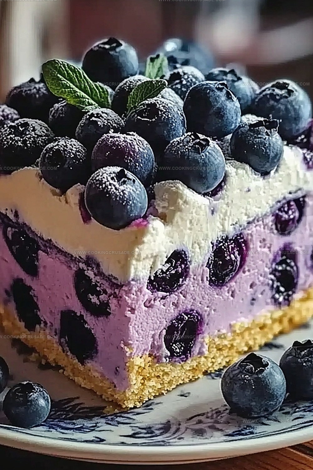 Heavenly Lemon Blueberry Shortbread Mousse Cake Recipe - Cooking Crusade